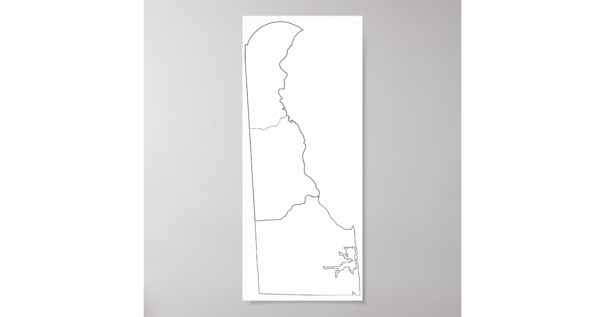 Delaware Counties Blank Outline Map Poster | Zazzle