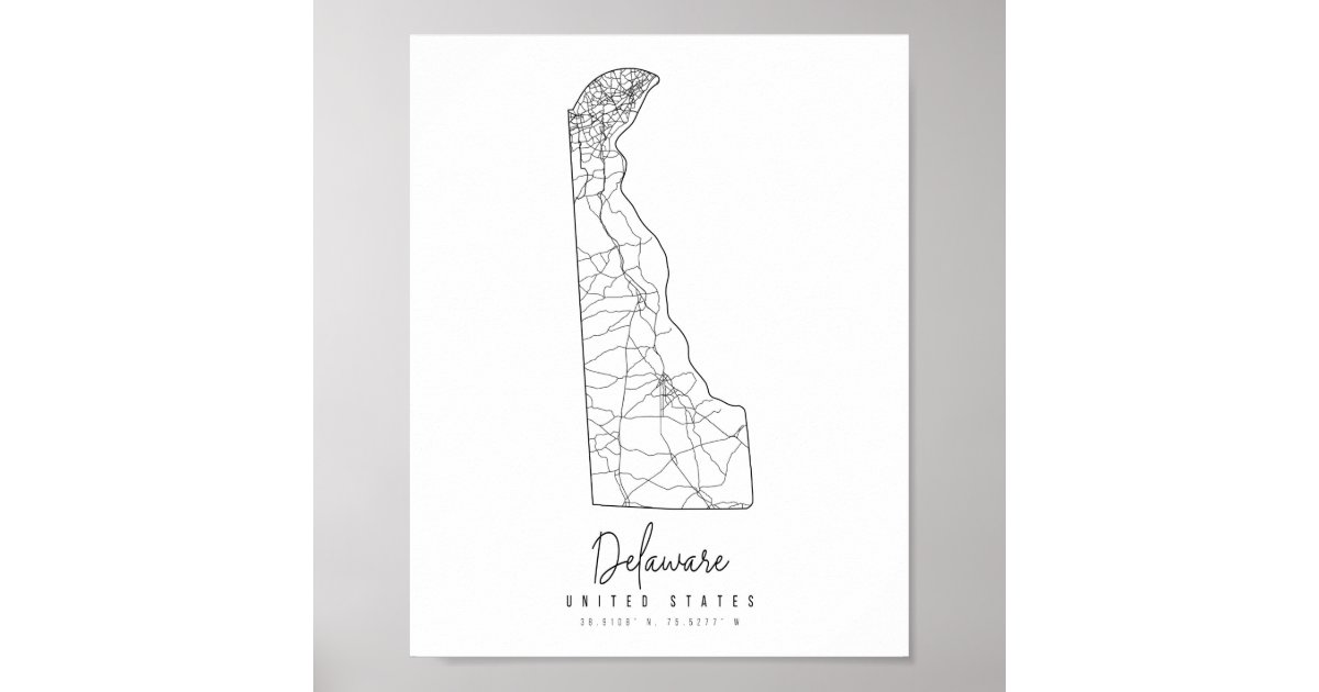 Delaware Minimal Street Map Poster | Zazzle