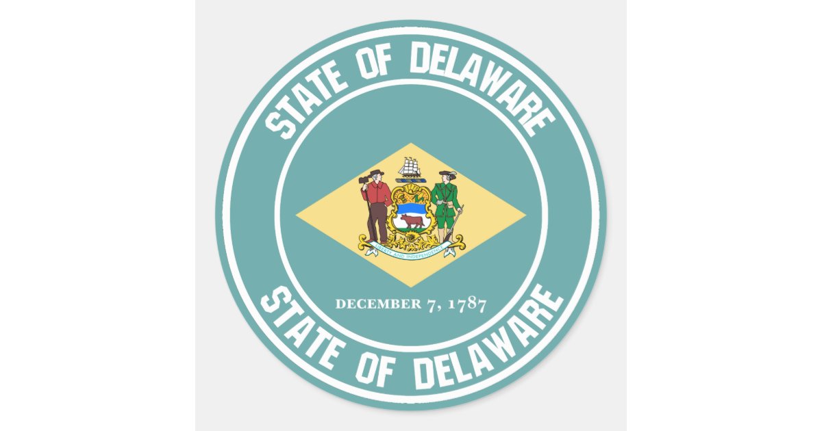 Delaware Round Emblem Classic Round Sticker | Zazzle