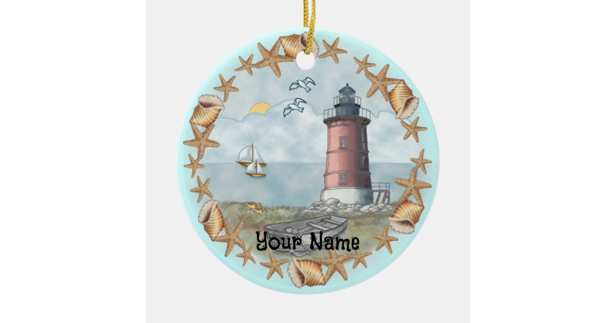 Delaware Shells Lighthouse Ornament | Zazzle
