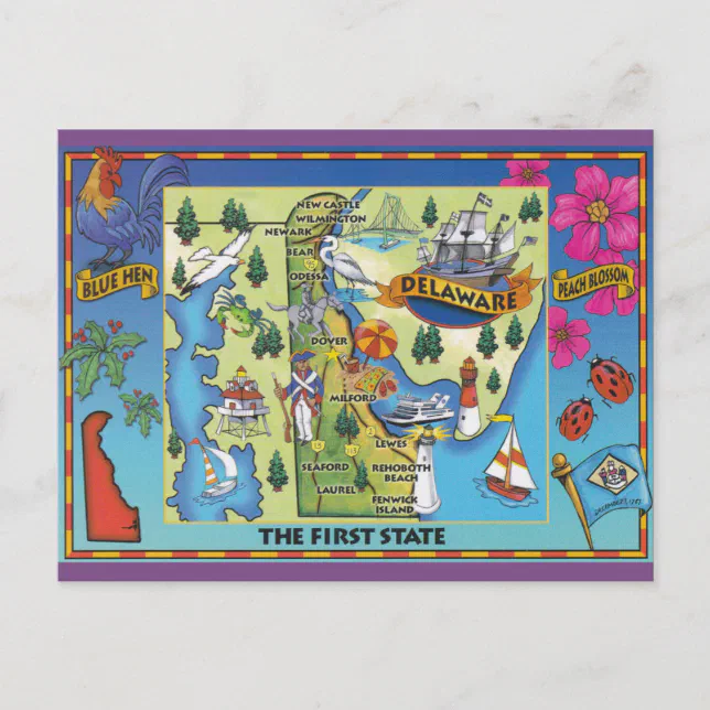 Delaware State Map Postcard | Zazzle