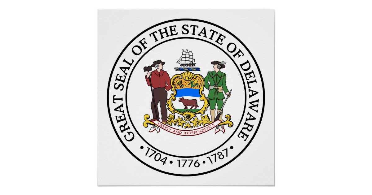 Delaware state seal america republic symbol flag poster | Zazzle
