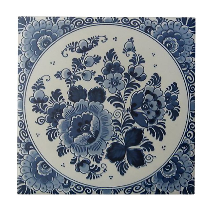 Delft Blue and White Design Feature Tile in2 Sizes | Zazzle