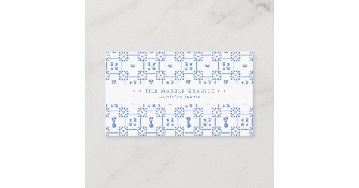 Delft Blue and White Tile Business Card | Zazzle