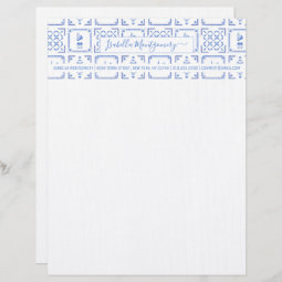 Delft Blue and White Tiles | Monogram Letterhead | Zazzle