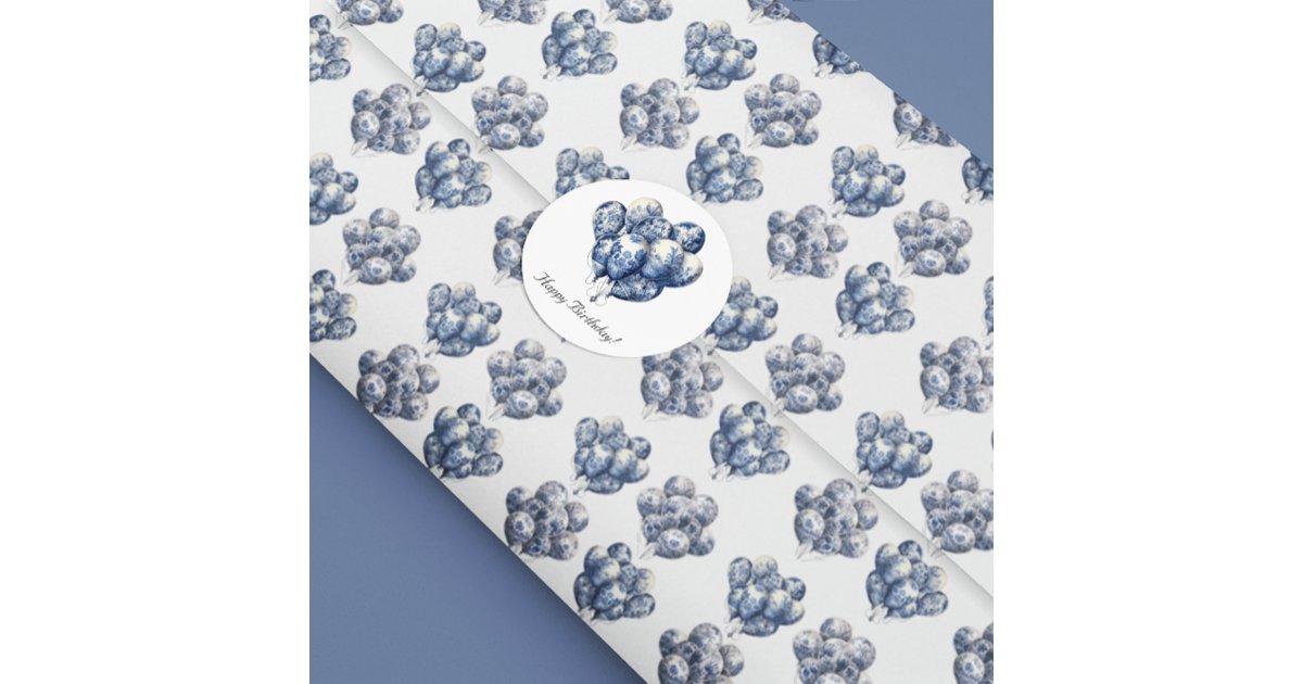 Delft Blue Balloons, customizable Square Sticker | Zazzle