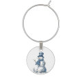Delft Blue Christmas Tree and Snow Man Wine Charm | Zazzle