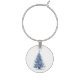Delft Blue Christmas Tree and Snow Man Wine Charm | Zazzle