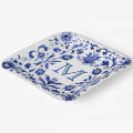 Delft blue design monogram paper plates | Zazzle