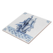 Delft Blue Dutch Style Frigate Schooner Sail Boat Ceramic Tile | Zazzle