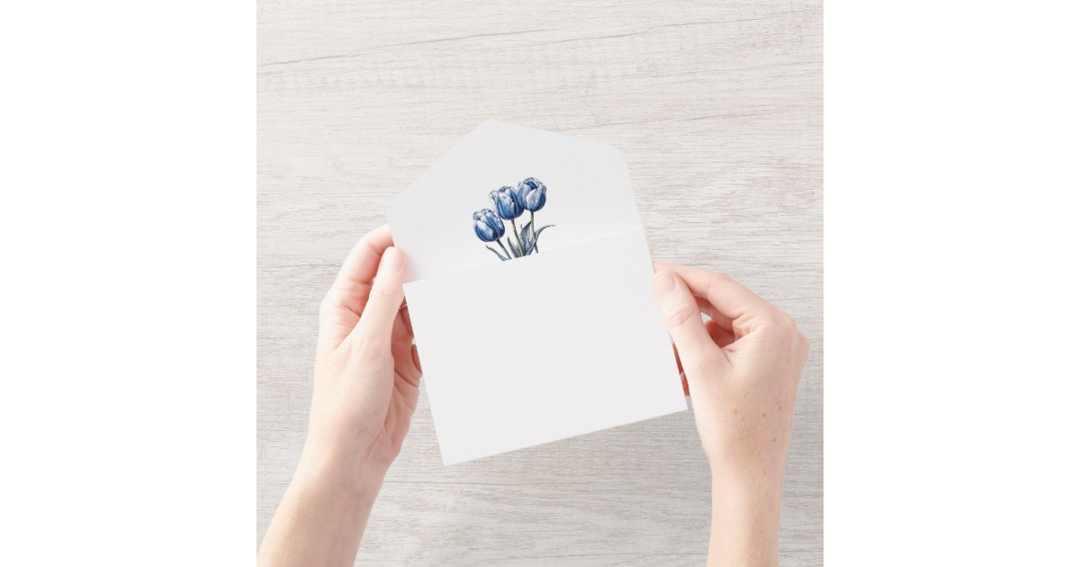 Delft Blue Tulip Ladies Luncheon All-In-One All In One Invitation | Zazzle