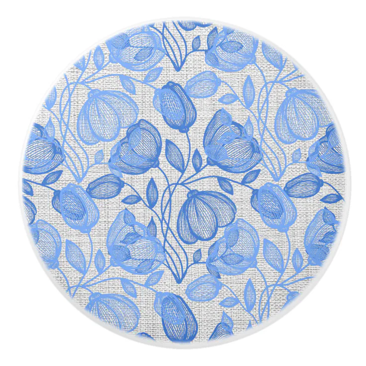 Delft Blue Tulip Pattern Dutch Floral Cabinet Knob | Zazzle