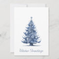 Delft Blue Watercolor Christmas Tree Holiday Card | Zazzle