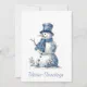 Delft Blue Watercolor Snowman Holiday Card | Zazzle