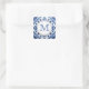 delft blue wedding monogram square sticker | Zazzle