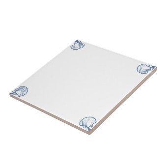 Delft Field Tile with Shell Corners | Zazzle