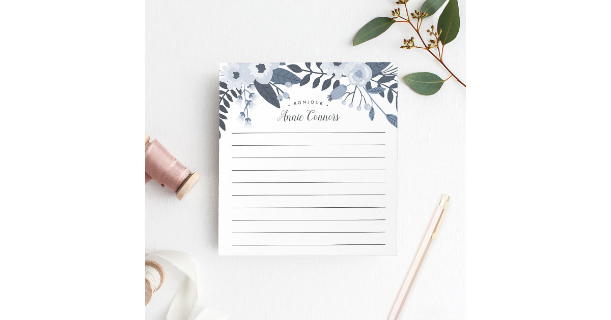 Delft Floral Personalized Lined Notepad Zazzle