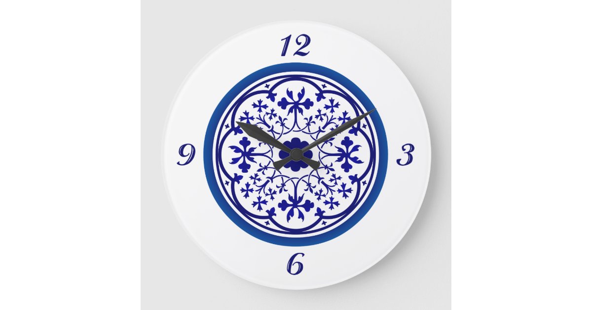 Delft Inspired Blue White Wall Clock | Zazzle