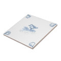 Delft Sandpiper Tile with Shell Corners | Zazzle