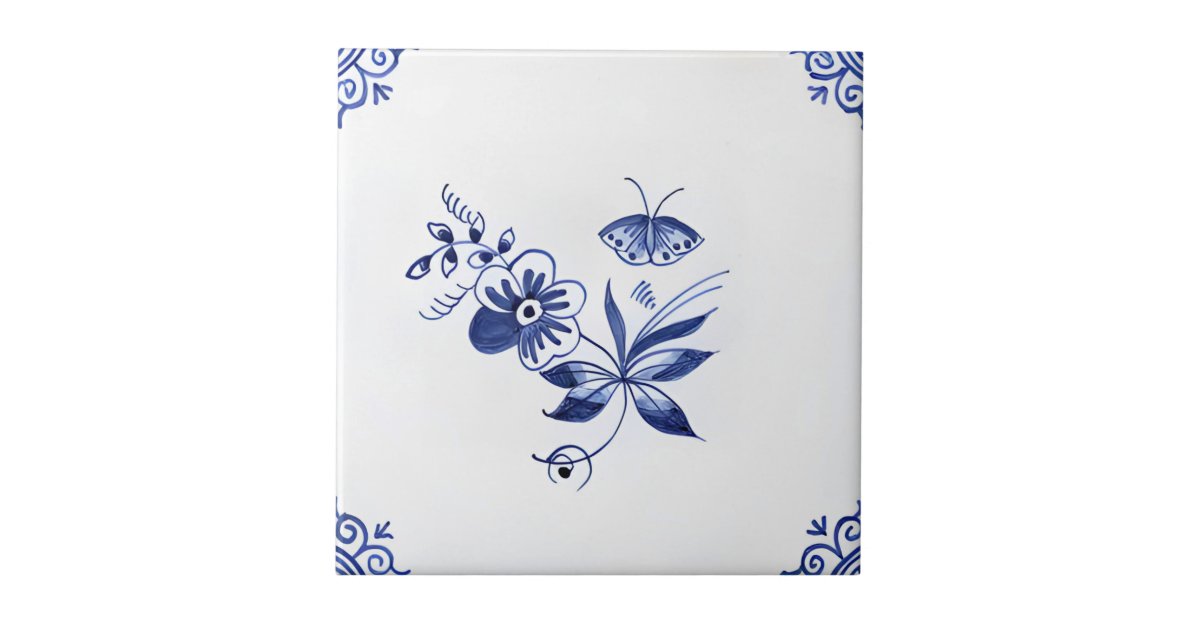 delft tiles reproductions classic beautiful flower | Zazzle