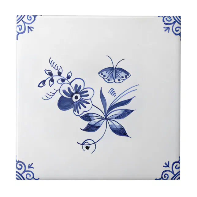 delft tiles reproductions classic beautiful flower | Zazzle