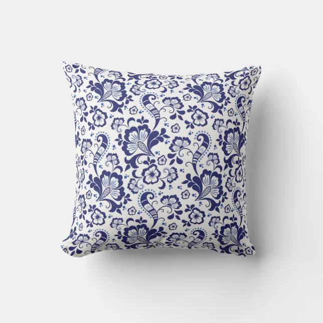 Delfts Blauw | Delft Blue Dutch Floral Modern Home Throw Pillow | Zazzle