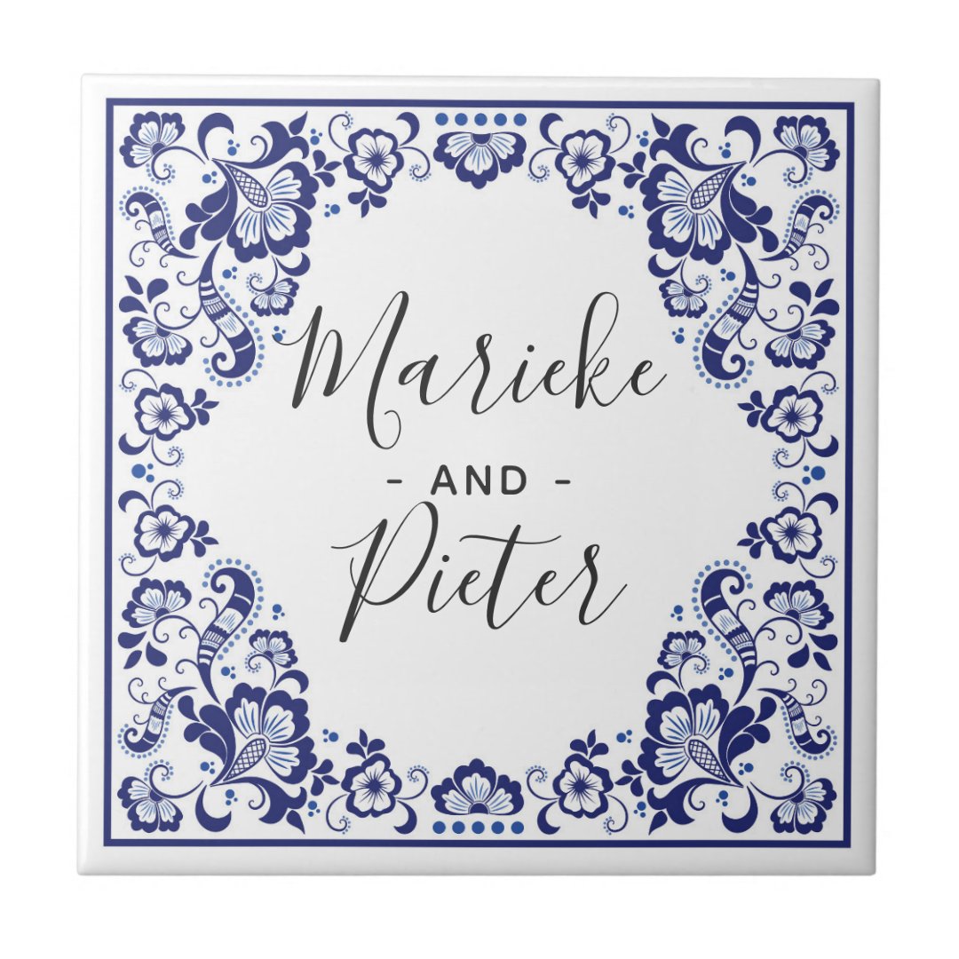 Delfts Blauw | Delft Blue Dutch Wedding Keepsake Ceramic Tile | Zazzle