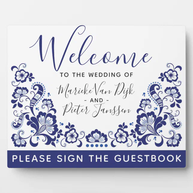 Delfts Blauw | Delft Blue Dutch Wedding Welcome Plaque | Zazzle
