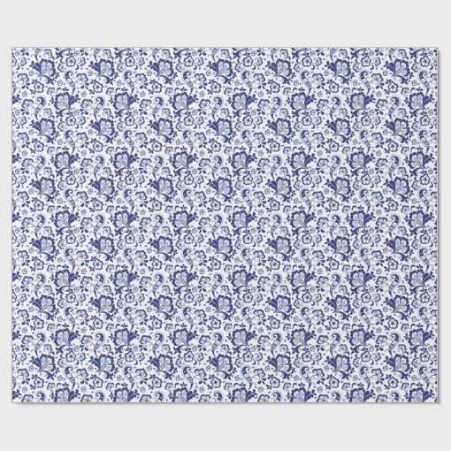 Delfts Blauw | Delft Blue Floral Dutch Wedding Wrapping Paper | Zazzle