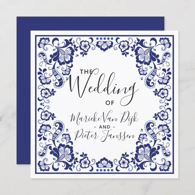 Delfts Blauw | Delft Blue Tile Wedding Invitation | Zazzle