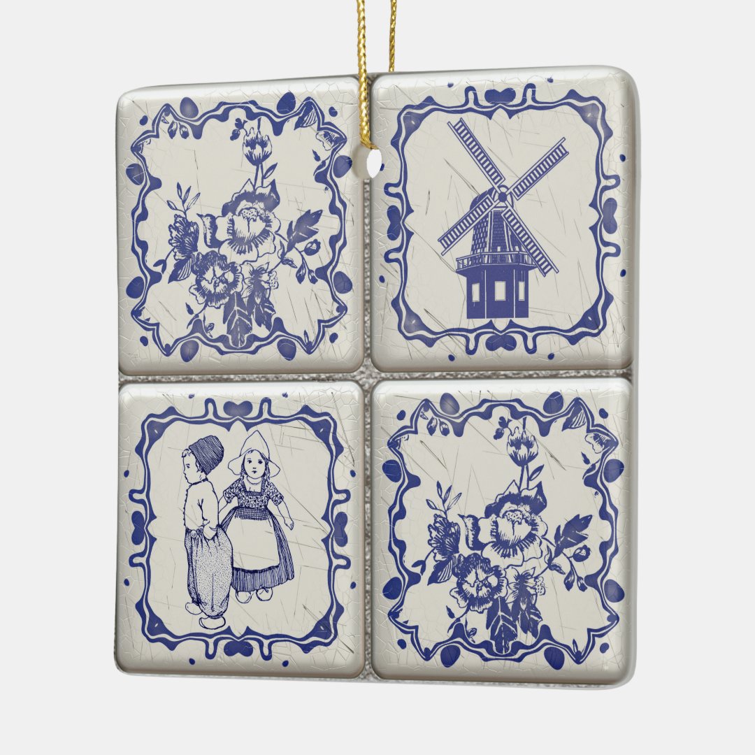 Delfts Blauw Pattern Tiles Ceramic Ornament | Zazzle