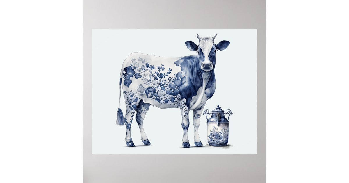 Delftware Cow and Milk Jar Poster | Zazzle