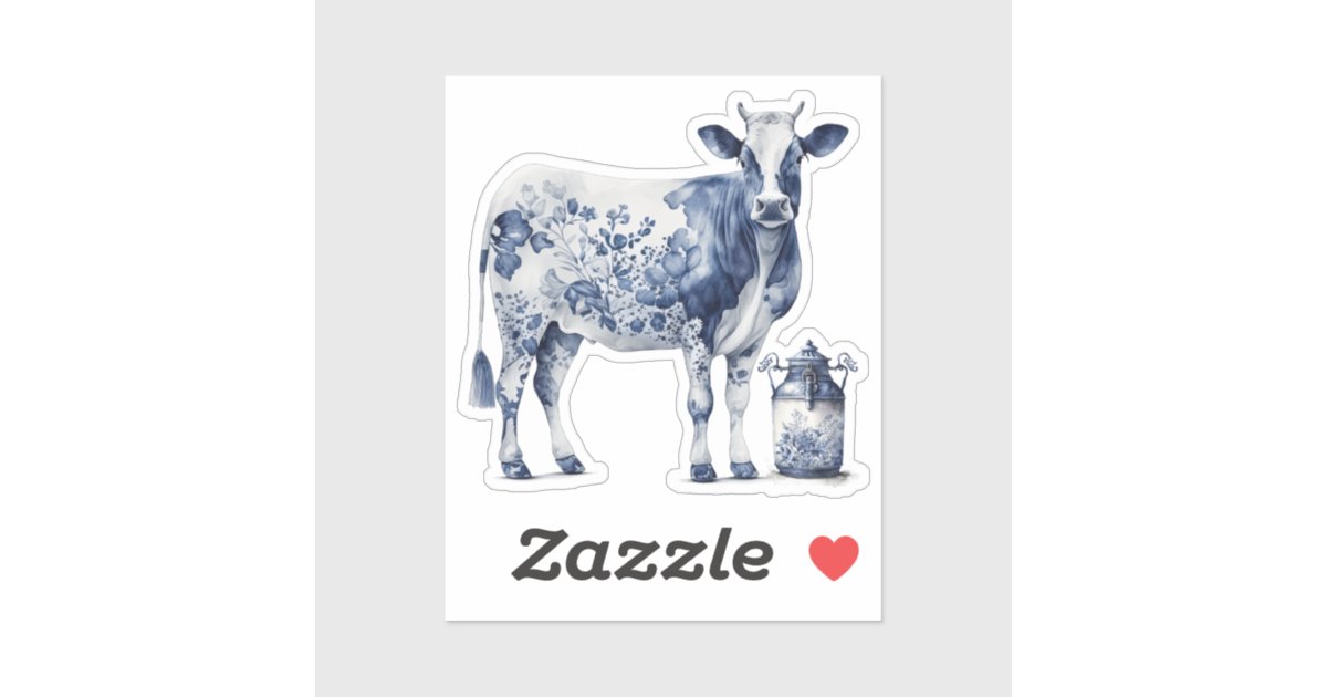 Delftware Cow and Milk Jar Sticker | Zazzle