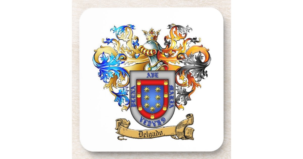 Delgado Coat of Arms Set of 6 Plastic Coasters | Zazzle