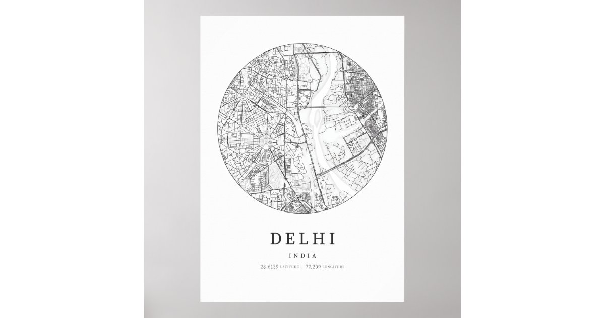 Delhi India Street Layout Map Poster | Zazzle