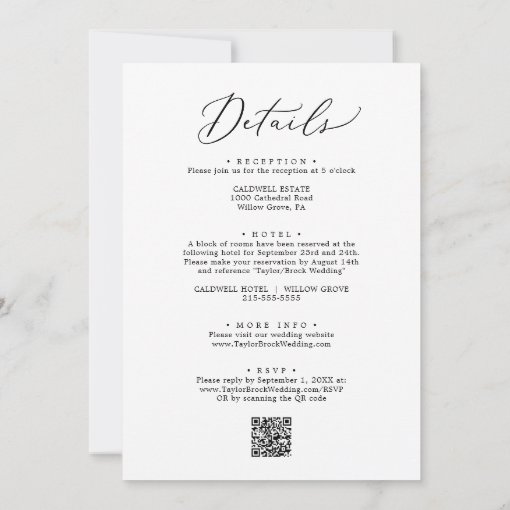 Delicate Black All In One QR Dinner Wedding Invitation | Zazzle