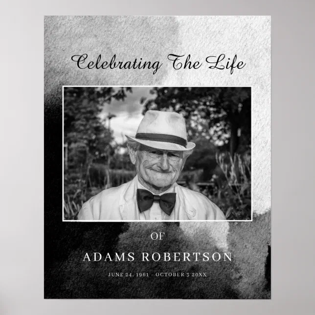 Delicate Black and White Funeral Welcome Photo Poster | Zazzle