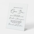Delicate Black Calligraphy Caution Open Bar Pedestal Sign | Zazzle