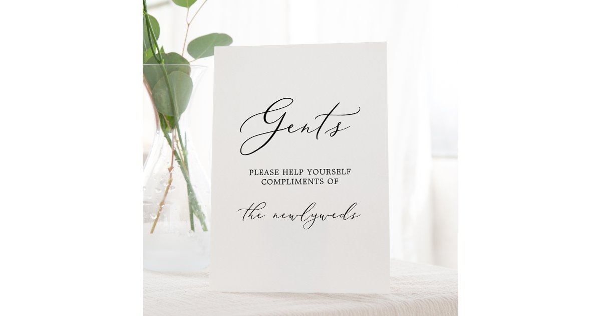 Delicate Black Calligraphy Gents Bathroom Pedestal Sign | Zazzle