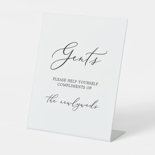 Delicate Black Calligraphy Gents Bathroom Pedestal Sign | Zazzle