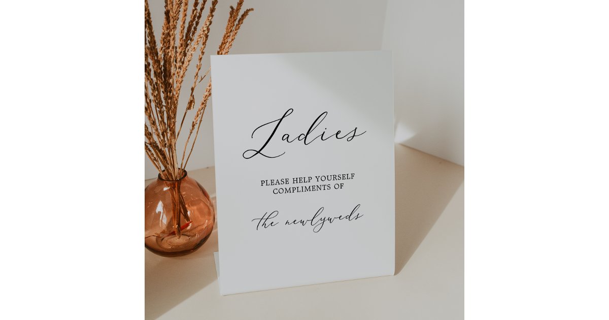Delicate Black Calligraphy Ladies Bathroom Pedestal Sign | Zazzle