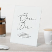 Delicate Black Calligraphy Open Bar Pedestal Sign | Zazzle