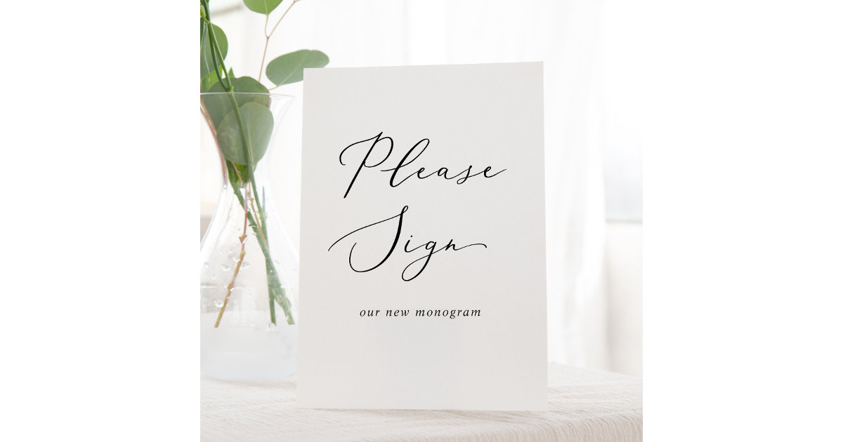 Delicate Black Calligraphy Please Sign Sign | Zazzle