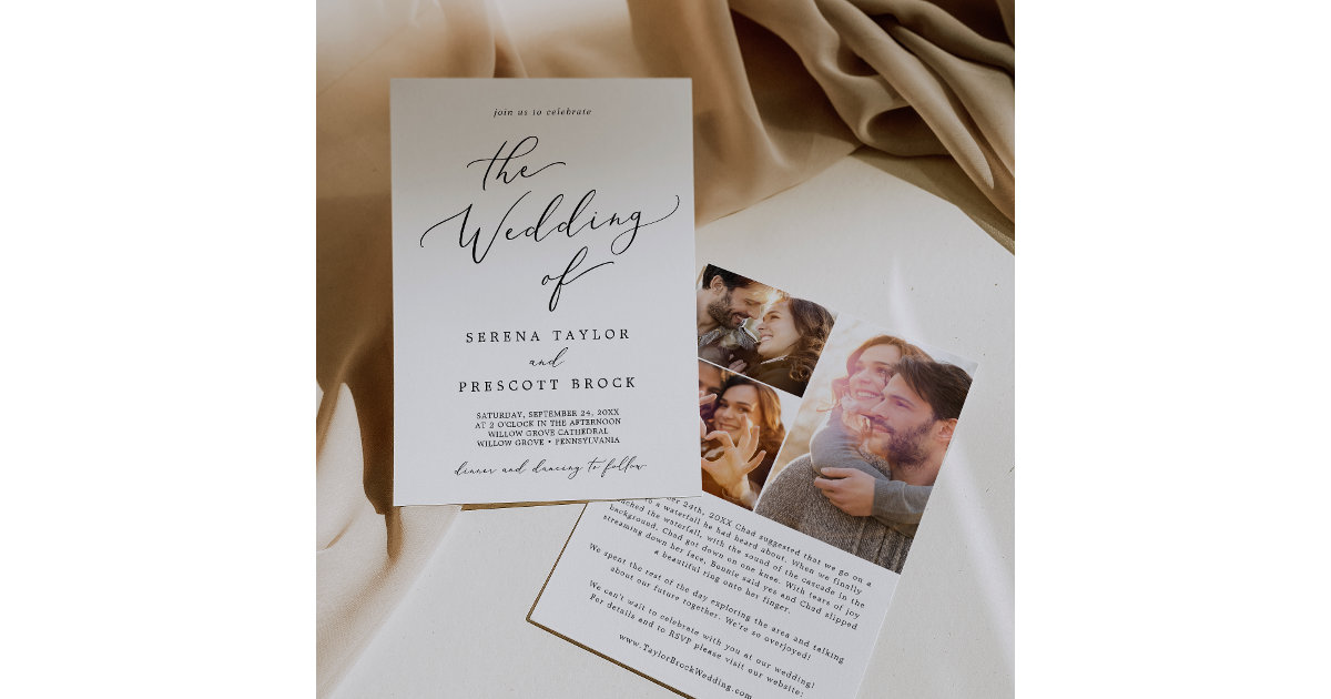 Delicate Black Calligraphy Proposal Story Wedding Invitation | Zazzle