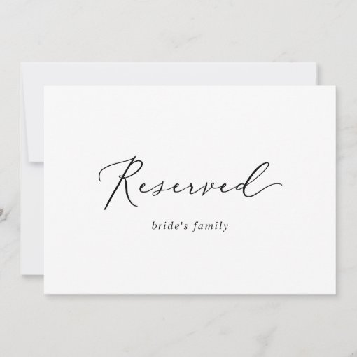 Delicate Black Calligraphy Reserved Sign | Zazzle