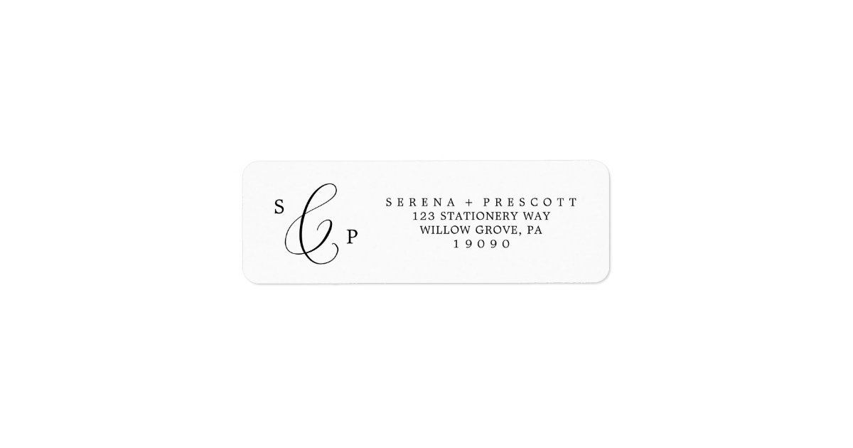 Delicate Black Calligraphy Return Address Label | Zazzle