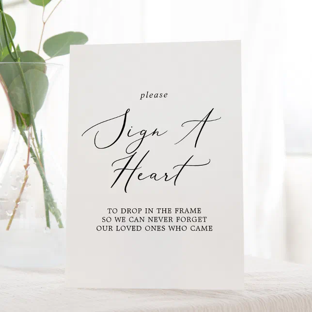 Delicate Black Calligraphy Sign a Heart Sign | Zazzle