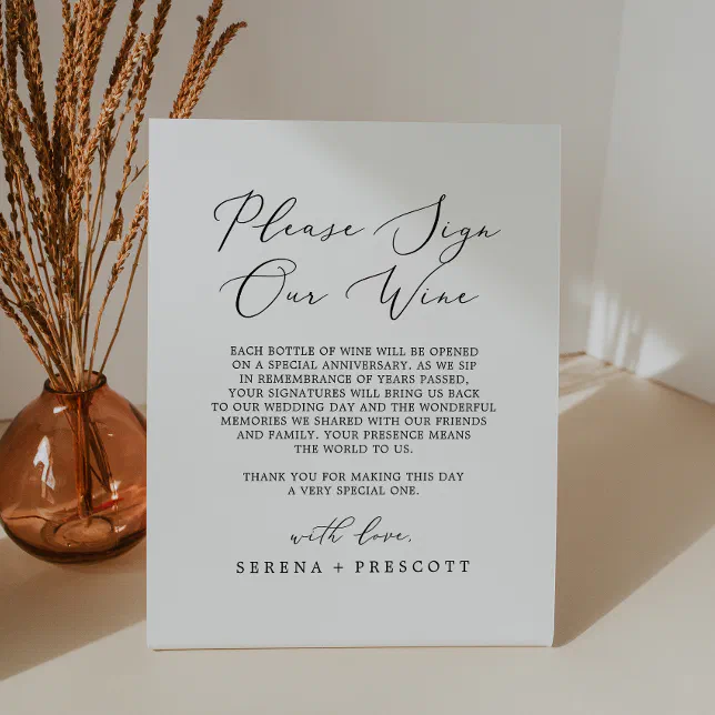 Delicate Black Calligraphy Sign Our Wine Sign | Zazzle
