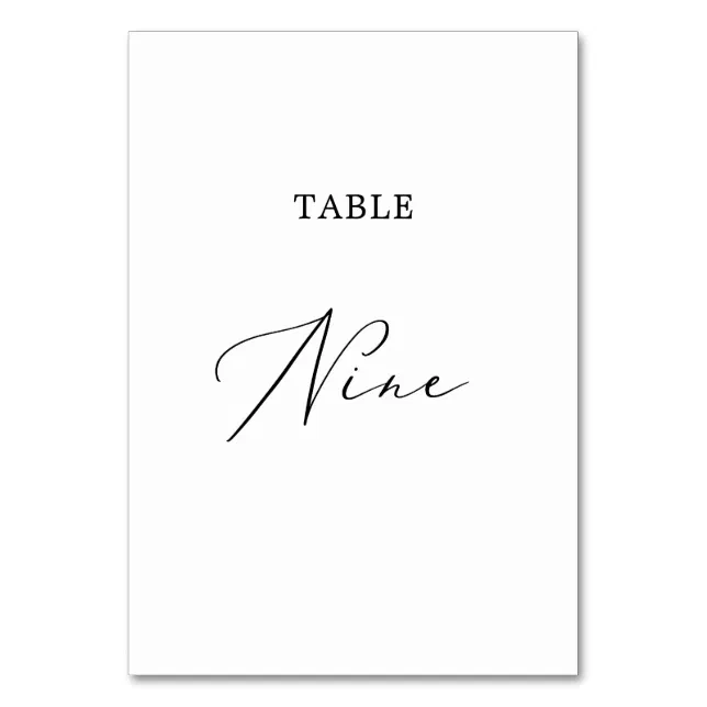 Delicate Black Calligraphy Table Nine Table Number | Zazzle