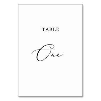 Delicate Black Calligraphy Table One Table Number | Zazzle